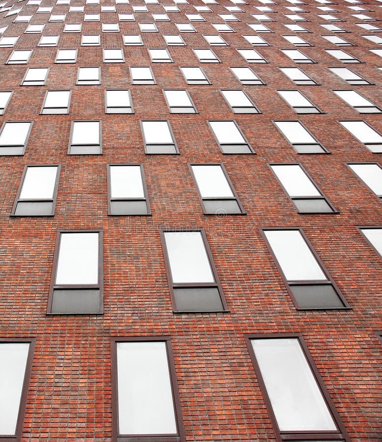 Brick wall, Low angle view of brick wall with many