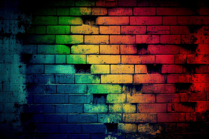 Brick Wall with Abstract Background Colours of the Pride Flag Stock ...