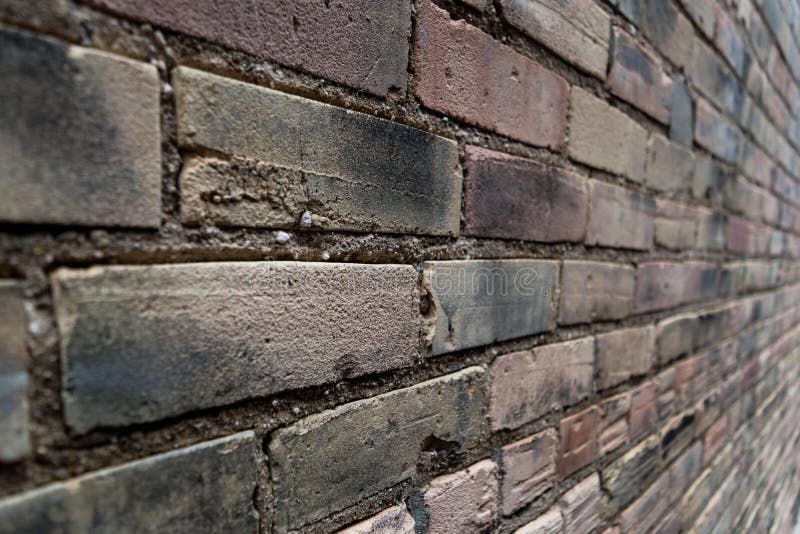 Brick Wall at an Angled Perspective Stock Photo - Image of urban ...