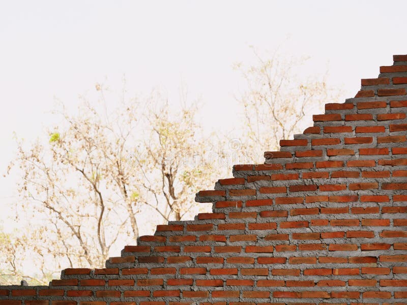 A brick wall being built stock image. Image of industrial - 211679217