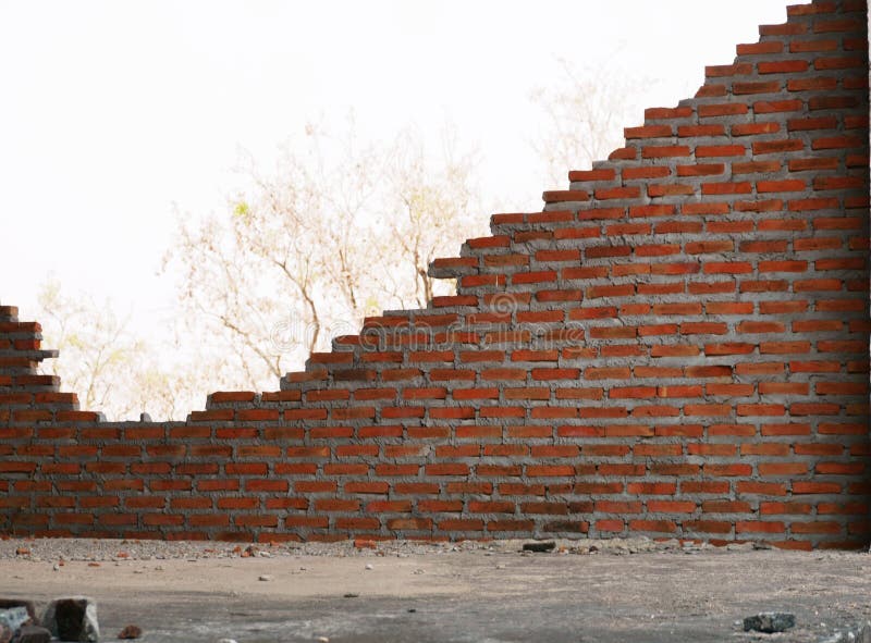 A brick wall being built stock image. Image of baked - 211679249