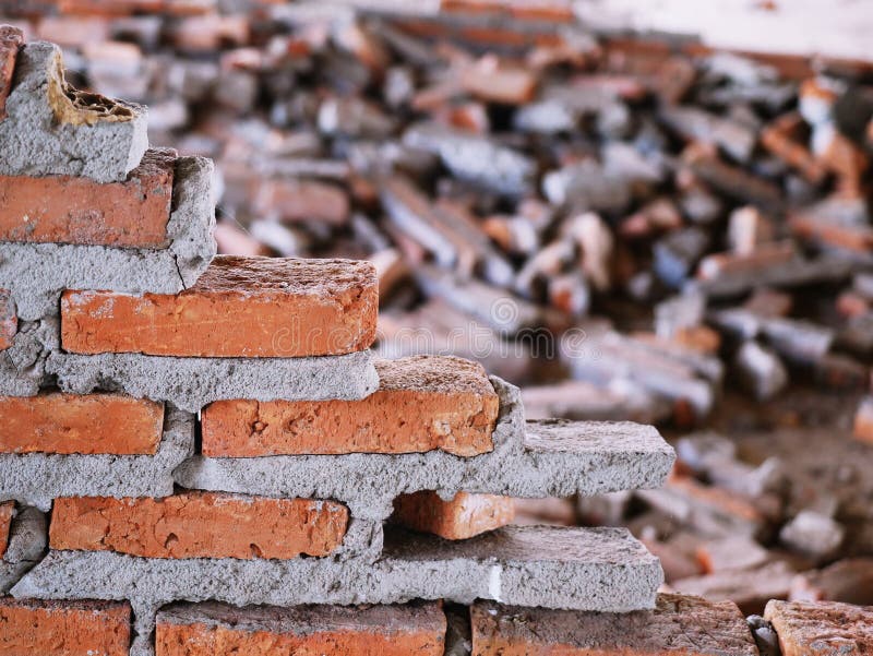 A brick wall being built stock image. Image of build - 226613373
