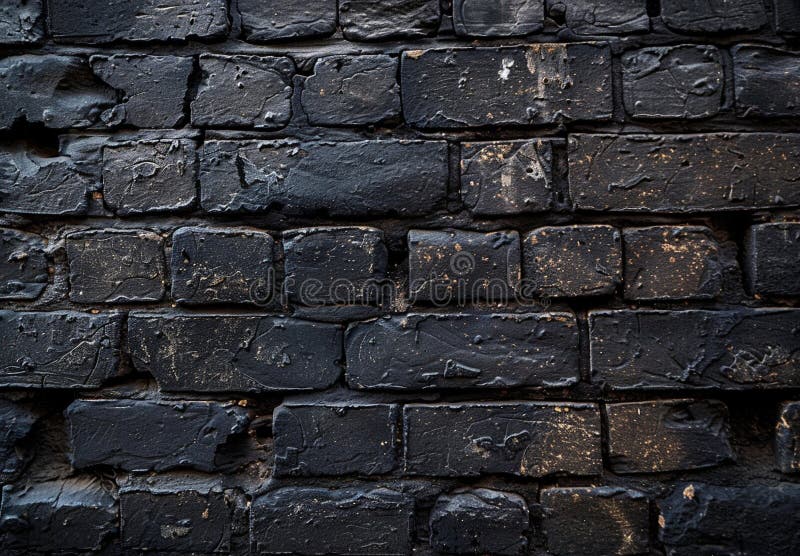 A Brick Wall with Black Bricks and a Black Background Stock ...