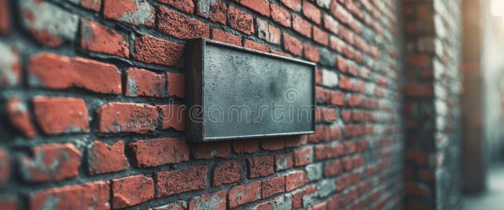 Brick Wall with Blank Sign Urban Design Rustic Texture Red Bricks ...