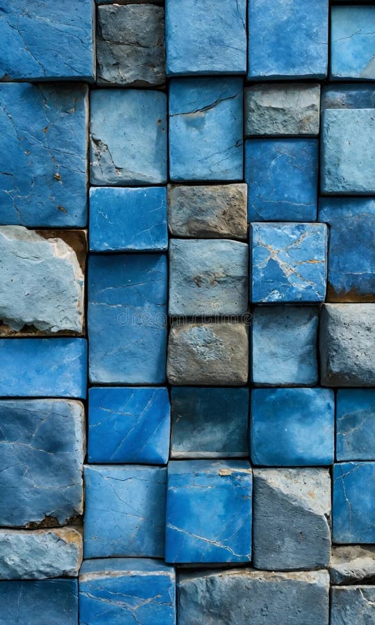 Brick Wall with Blue Sky. Wall with Stone Textures of Blue Squares ...