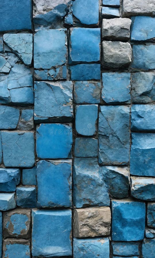 Brick Wall with Blue Sky. Wall with Stone Textures of Blue Squares ...