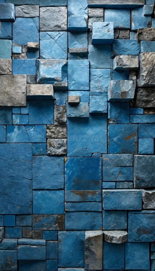 Brick Wall with Blue Sky. Wall with Stone Textures of Blue Squares ...