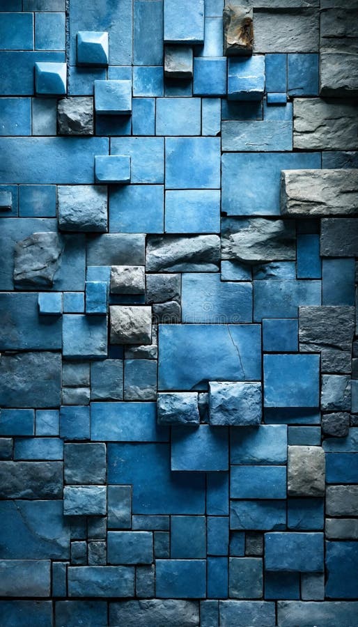 Brick Wall with Blue Sky. Wall with Stone Textures of Blue Squares ...