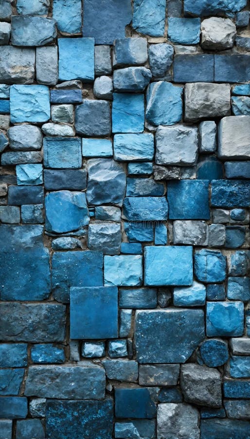 Brick Wall with Blue Sky. Wall with Stone Textures of Blue Squares ...
