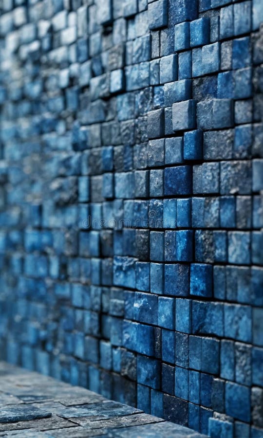 Brick Wall with Blue Sky. Wall with Stone Textures of Blue Squares ...