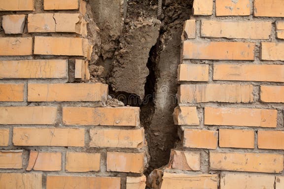 Brick wall with breach stock image. Image of safety, construction ...