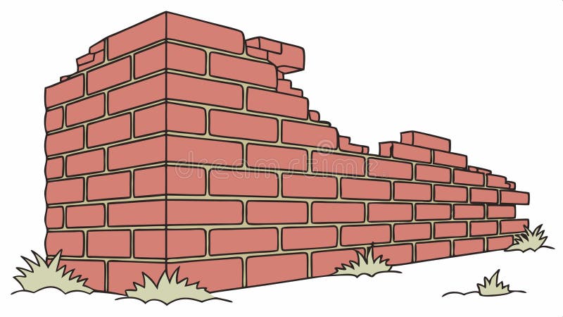Brick Wall with Broken Section, Construction and Demolition Vector ...