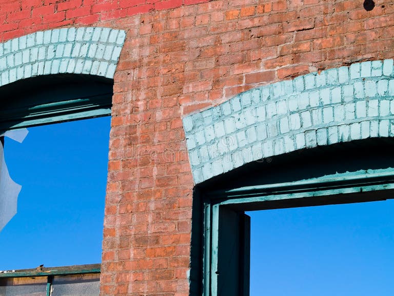 Brick Wall and Broken Window Stock Photo - Image of demolition ...