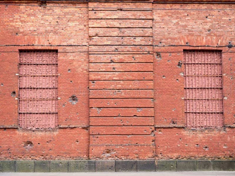 Brick Wall with Bullet Marks Stock Photo - Image of damage, city: 135179414