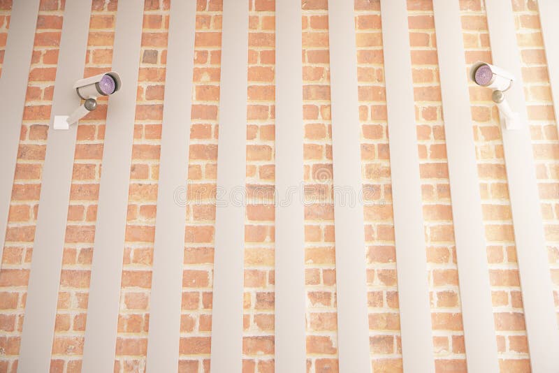 Brick wall with cameras stock illustration. Illustration of control ...