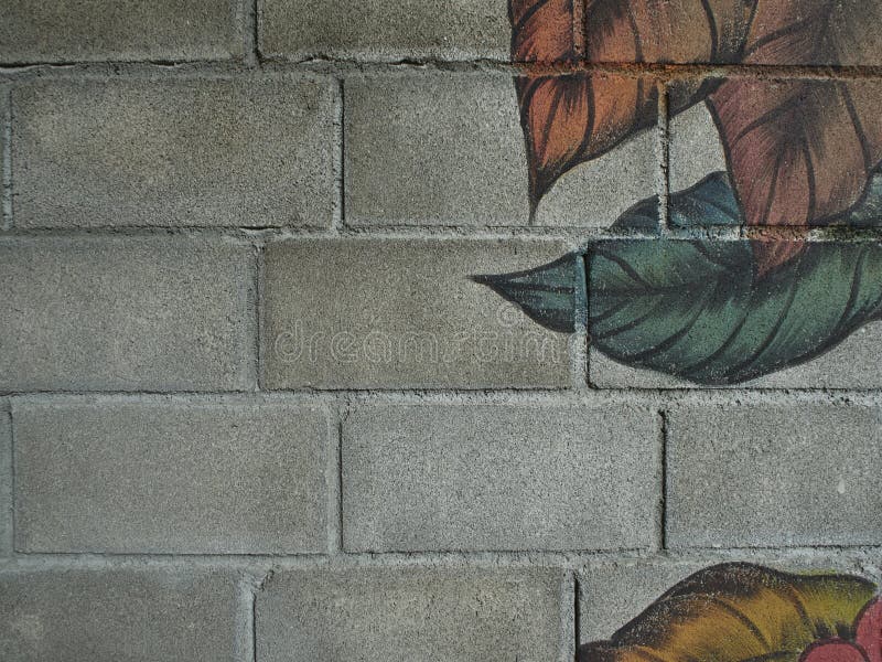 Brick Wall With Colorful Leaf Pattern Stock Image - Image of park, wall ...