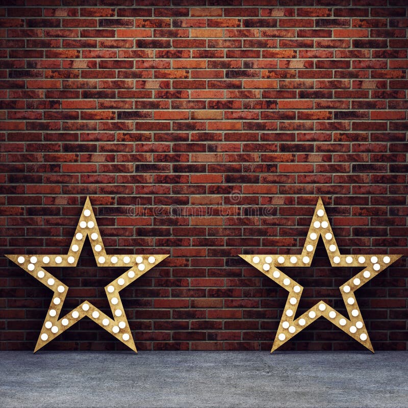 Brick Wall and Concrete Floor with Retro Stars Stock Illustration ...