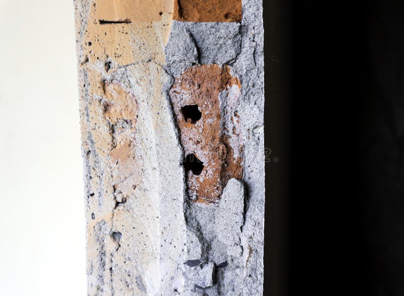 Brick Wall in Construction Area Was Smashed. Stock Image - Image of ...