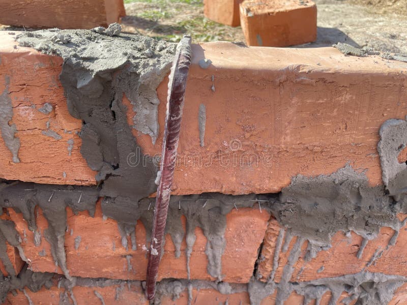 Brick Wall Construction Horizontal Steel Reinforcement Stock Photos ...