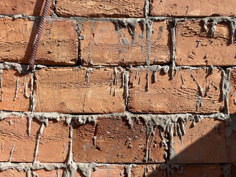 Brick Wall Construction with Horizontal Steel Reinforcement Stock Photo ...
