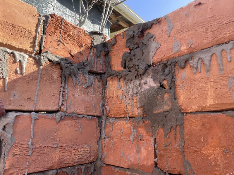 Brick Wall Construction with Horizontal Steel Reinforcement Stock Photo ...