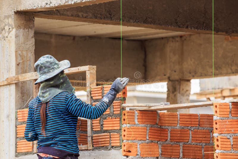 Brick Wall Construction for House Building Editorial Stock Photo ...