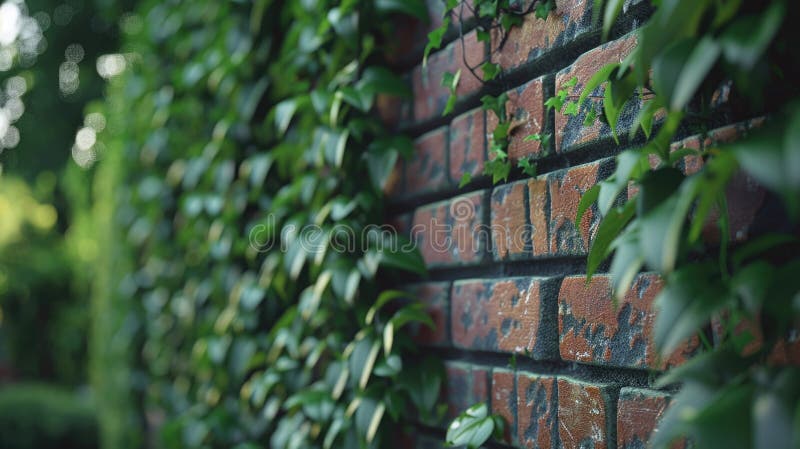 A Brick Wall Covered in Green Vines. Suitable for Backgrounds or Nature ...