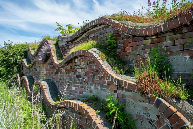 A Brick Wall Covered in Various Plants and Greenery Growing on Its ...