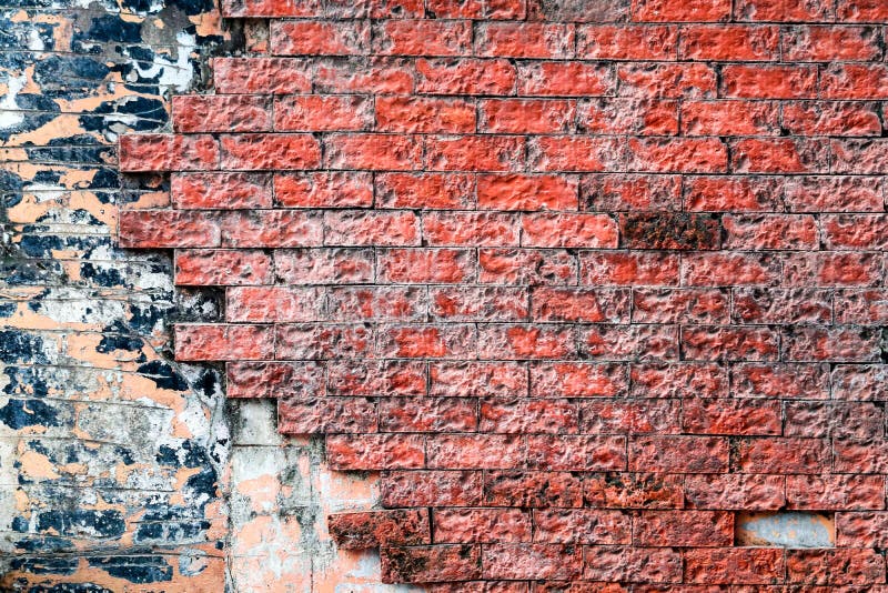 Red Brick Wall is Crack and Break and Corroded by Rainwater Stock Image ...