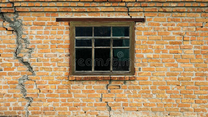Brick Wall with a Crack, a Window in an Old House, the Texture of an ...