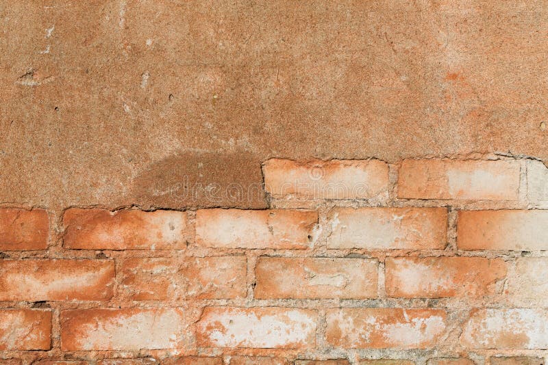 Brick Wall with Cracked Plaster - Texture Stock Image - Image of ...