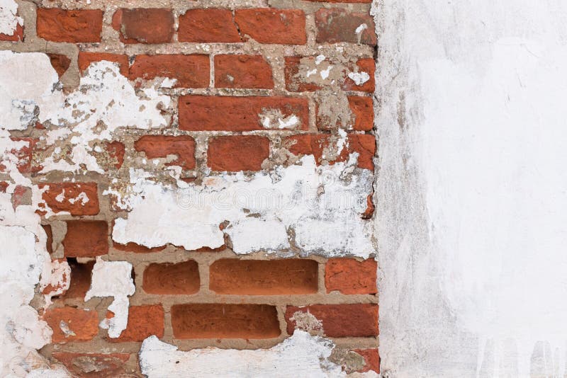 Brick Wall with Cracked Plaster Texture Stock Photo - Image of bricks ...