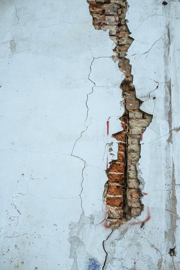 Brick Wall with Crumbling Plaster Stock Image - Image of architecture ...