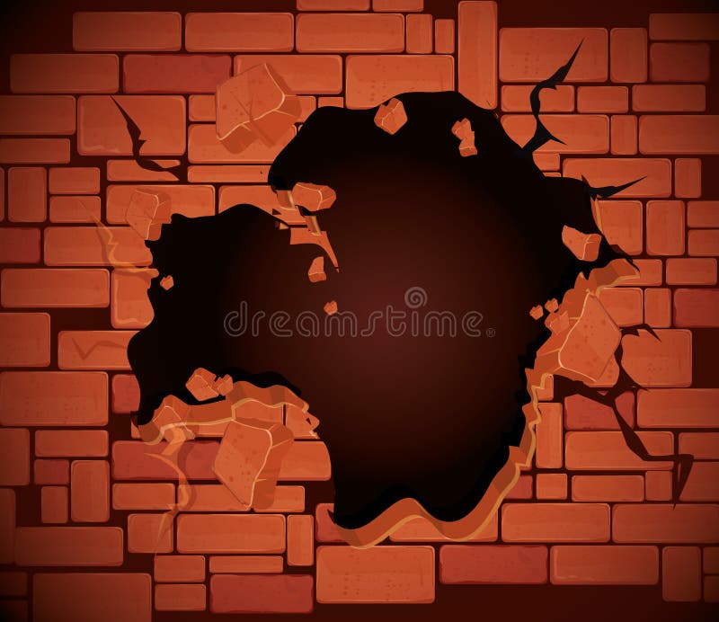 Crack in brick wall. stock vector. Illustration of destruction - 37853544
