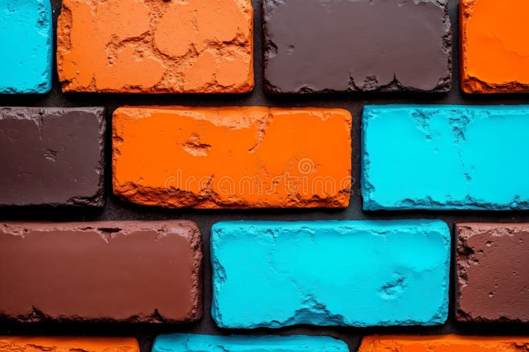 A Brick Wall with Different Colored Bricks on it Stock Image - Image of ...