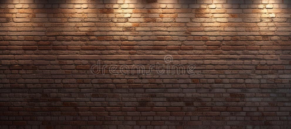 Brick Wall with Dim Lights Background, Studio Stock Illustration ...