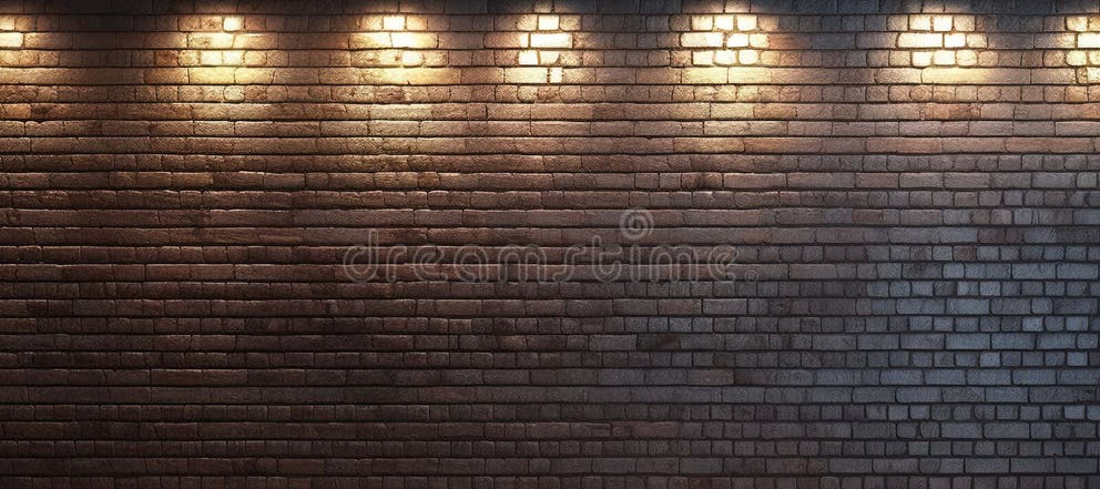 Brick Wall with Dim Lights Background, Studio Stock Illustration ...