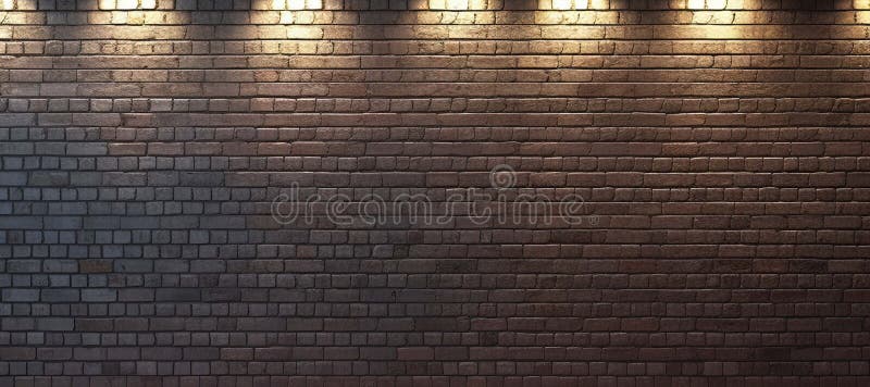 Brick Wall with Dim Lights Background, Studio Stock Illustration ...