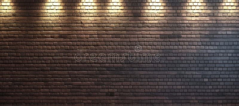 Brick Wall with Dim Lights Background, Studio Stock Illustration ...