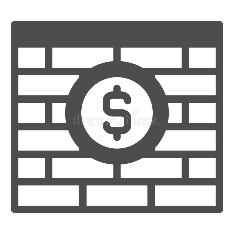 Brick Wall with Dollar Coin Solid Icon, World Sanctions Concept. Vector Graphics Stock Vector ...