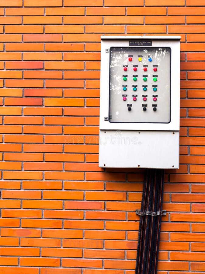 Brick Wall with Electricity Control Box Stock Image - Image of metal ...