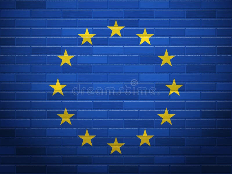 Brick wall EU flag stock vector. Illustration of pattern - 100456444