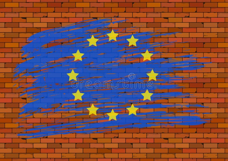 Brick Wall with a Europe Union Flag. Stock Vector - Illustration of ...