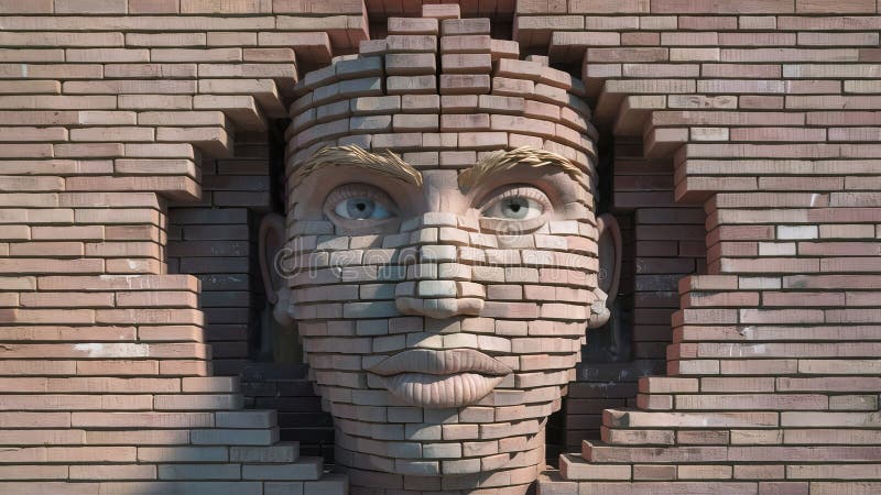 A Brick Wall with a Face Made of Bricks and the Mouth is Open, AI Stock ...