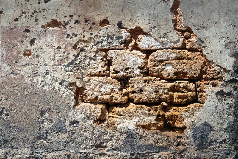 Brick Wall Wall with Fallen Off Plaster Stock Photo - Image of concrete ...