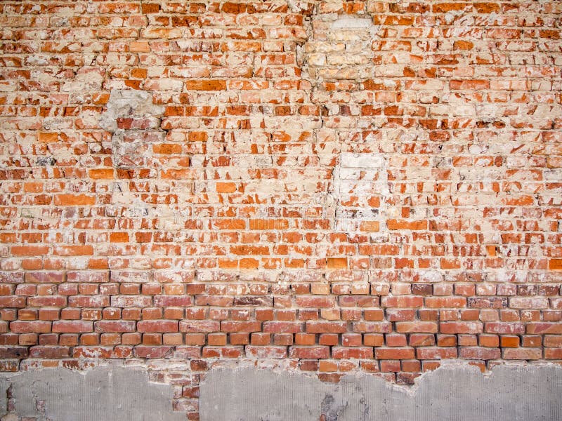 Brick Wall with Fallen Plaster Stock Image - Image of horizontal, brick ...