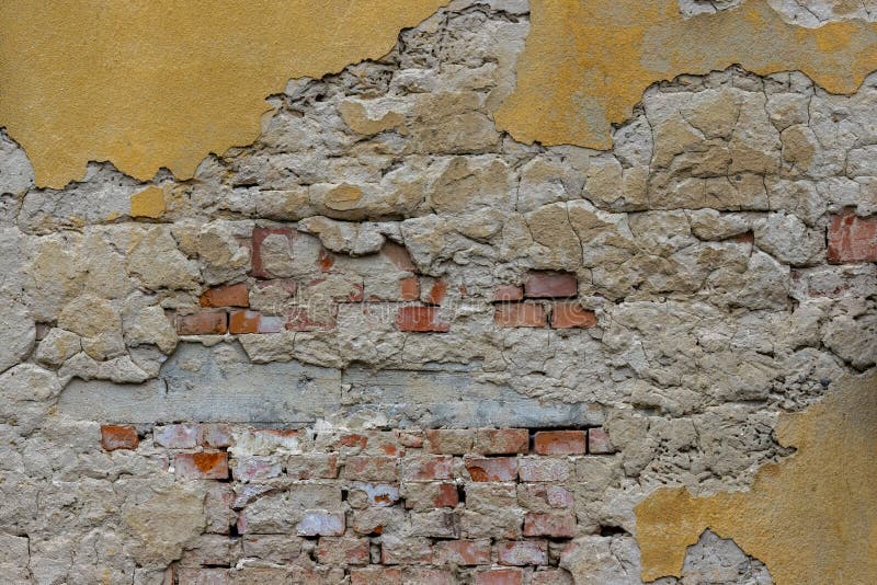 Brick Wall with Fallen Plaster Stock Image - Image of house ...