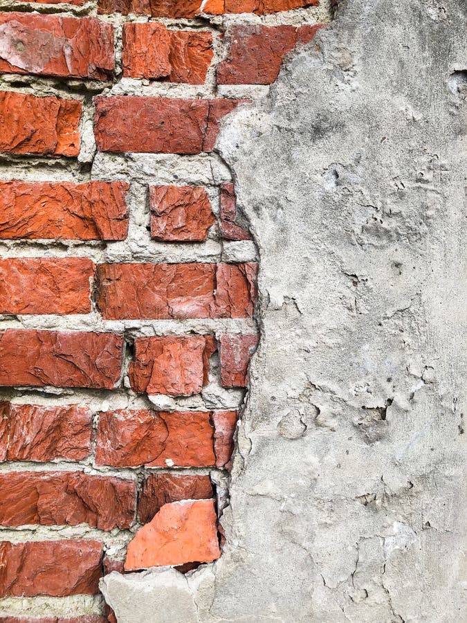 Brick wall. Fallen plaster stock image. Image of facade - 268255247