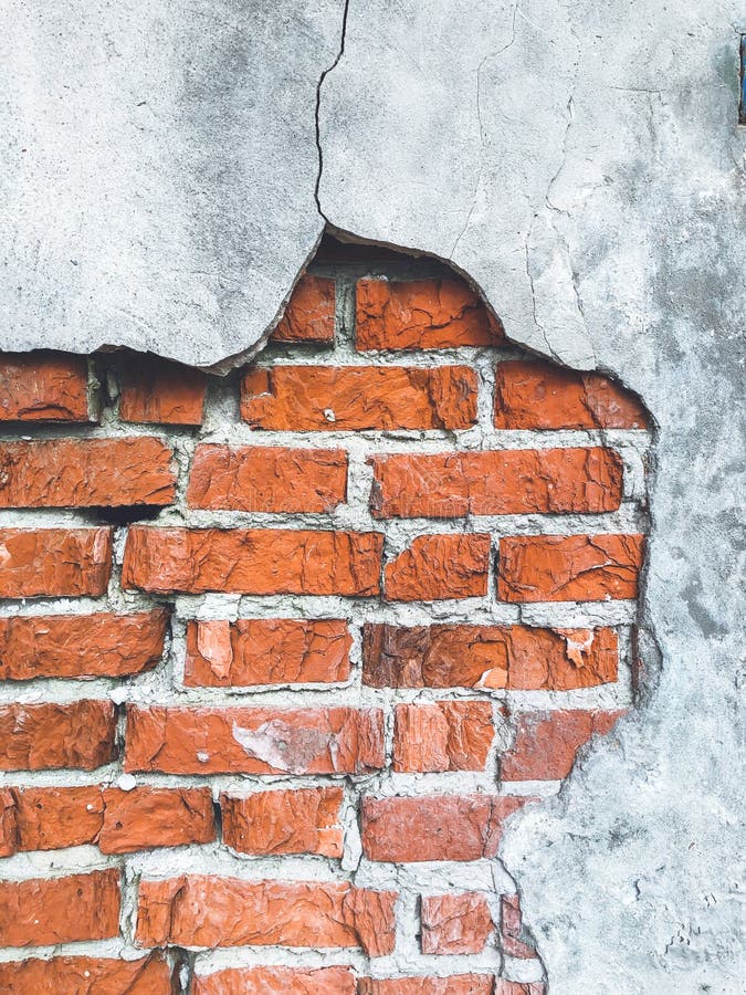 Brick wall. Fallen plaster stock photo. Image of masonry - 268255226
