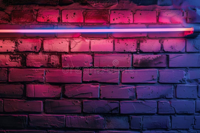 Neon Light Shining on Brick Wall. Generative AI Stock Illustration ...